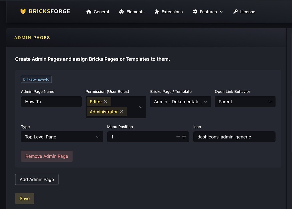 Admin Pages for editors - Bug Reports - Bricksforge Community Forum